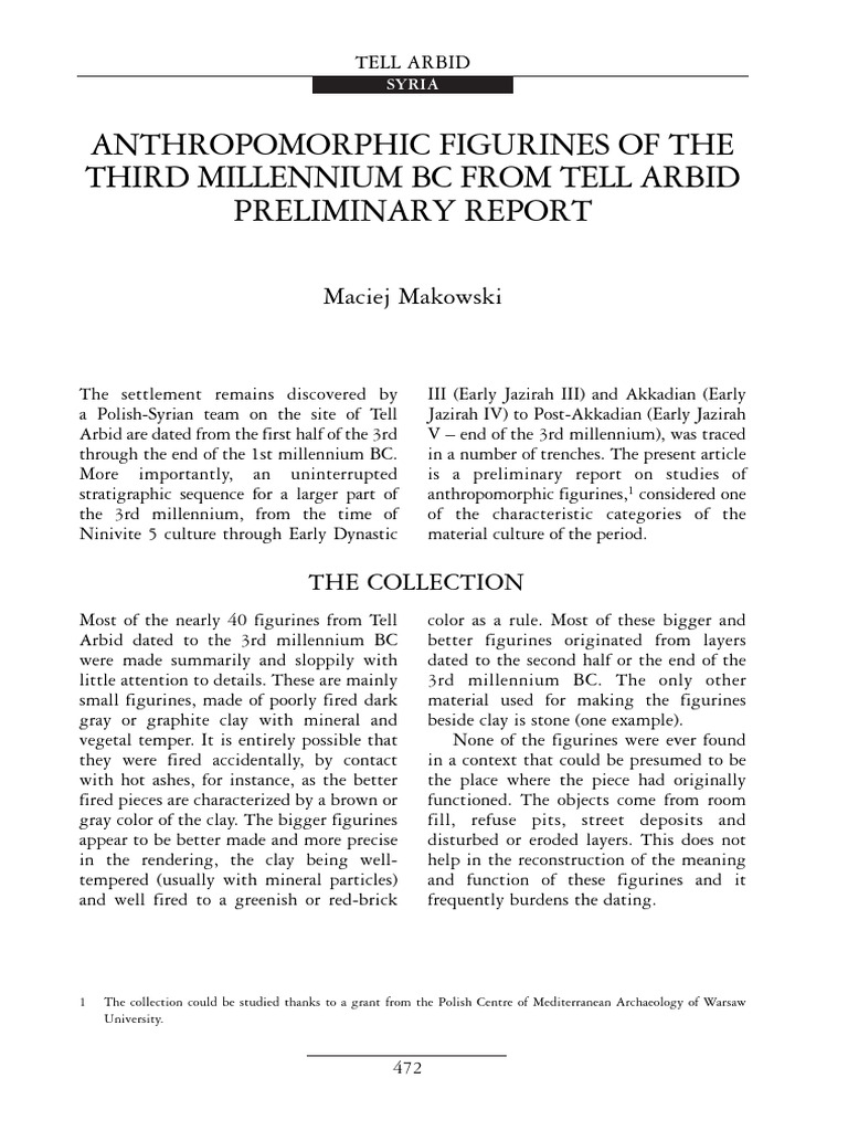 Tell Arbid Anthropomorphic Figurines | PDF | Mesopotamia