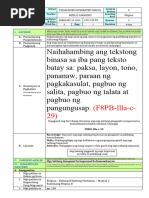 DLL Matatag - Filipino 8 q1 w3 | PDF