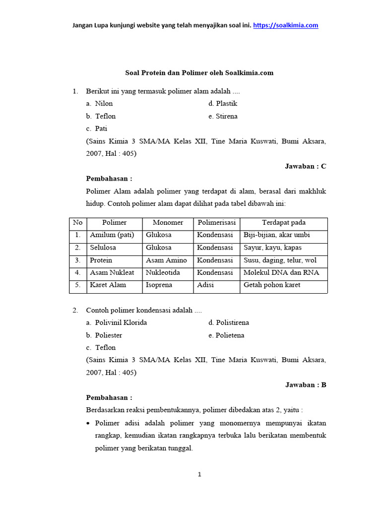 Polimer Protein dalam Sains Kimia | PDF