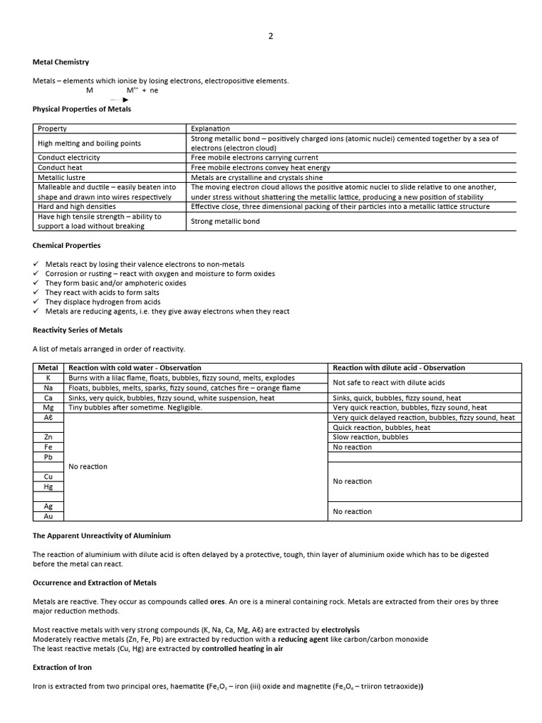 Metals - DS Notes | PDF | Steel | Iron