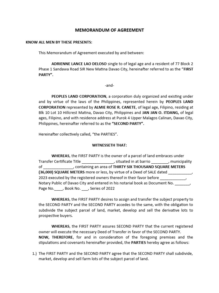 MOA Updated | Download Free PDF | Common Law | Business