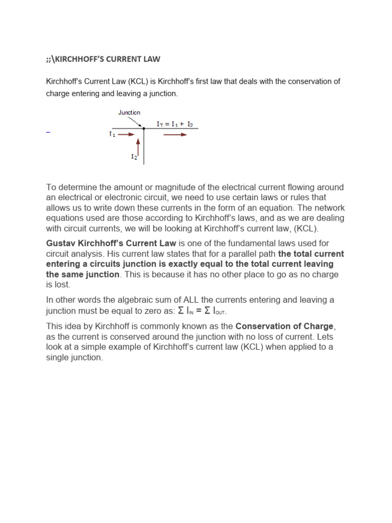 Kirchhoff Law | PDF | Series And Parallel Circuits | Voltage
