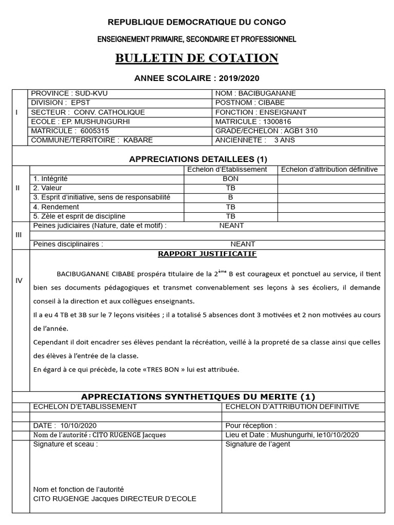 Bulletin de Cotation Ex | PDF