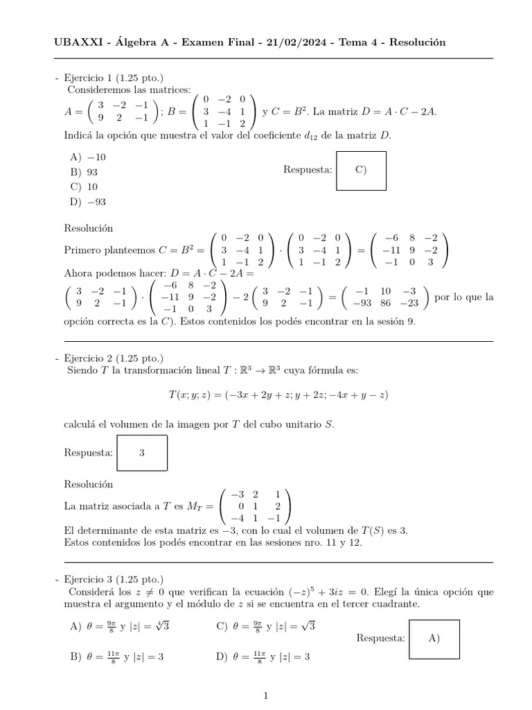 2024 FINAL 21 Feb T4 Resolucion | PDF | Línea (geometría) | Álgebra lineal