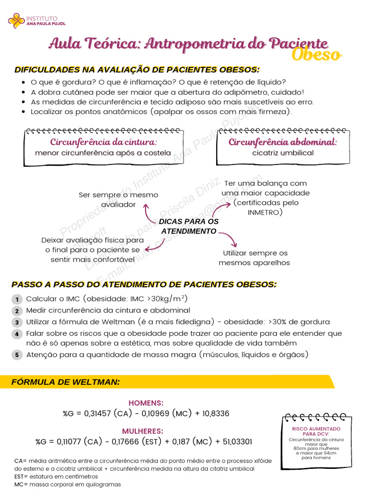 Resumo - Aula Teórica Antropometria do Paciente Obeso | PDF | Obesidade ...