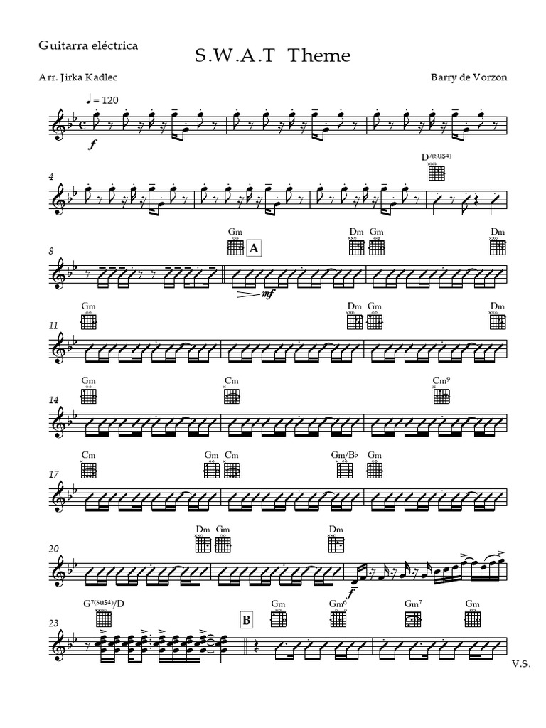 S W A T Theme - Guitarra Eléctrica | PDF