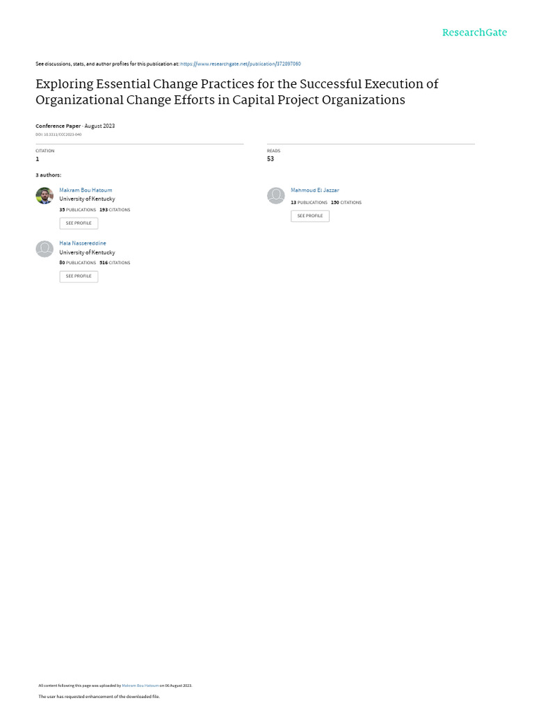 Essential Change Practices in Capital Projects | PDF | Goal | Strategic ...