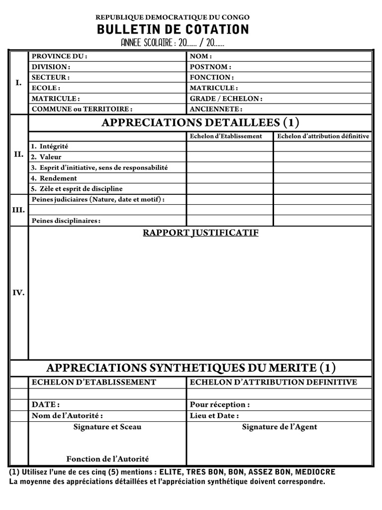 Bulletin de Cotation | PDF