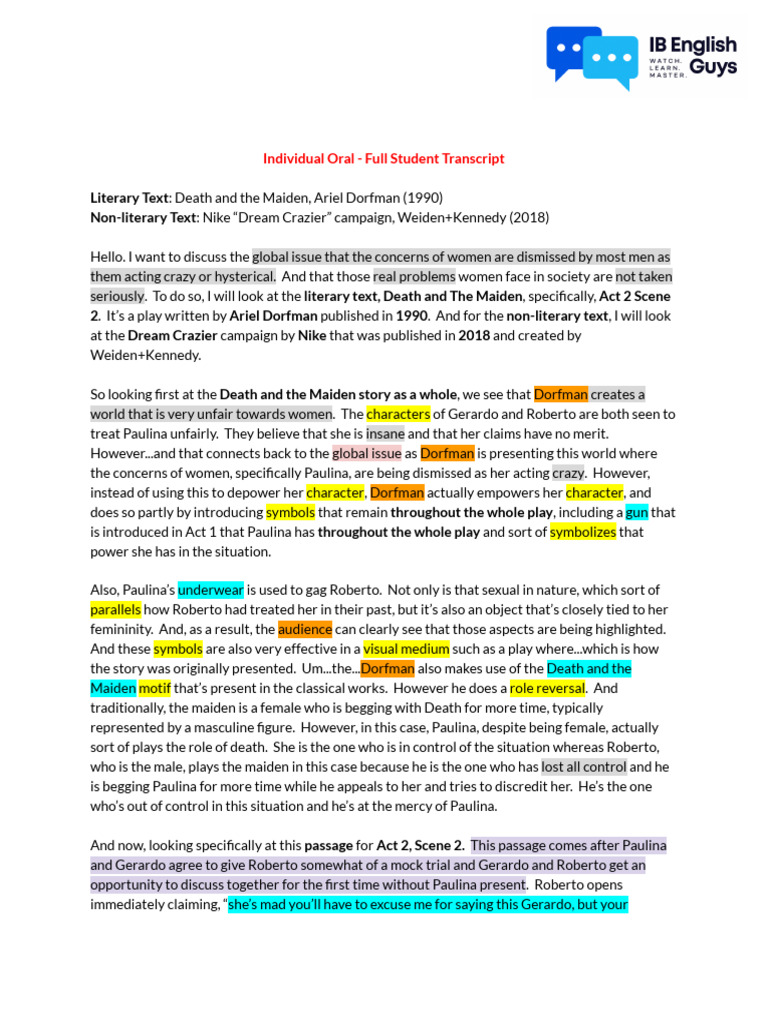 IO From Start To Finish #5 Student Transcript | PDF