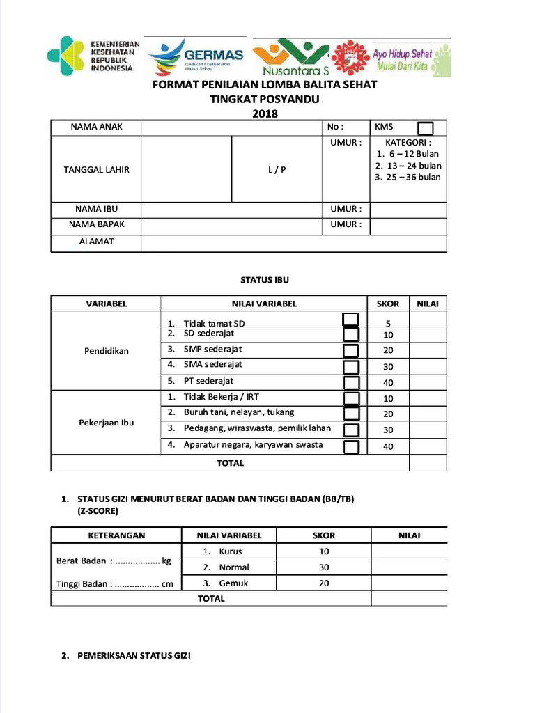 PDF Format Penilaian Lomba Balita Sehat - Compress | PDF PDF Format Penilaian Lomba Balita Sehat - Compress | PDF