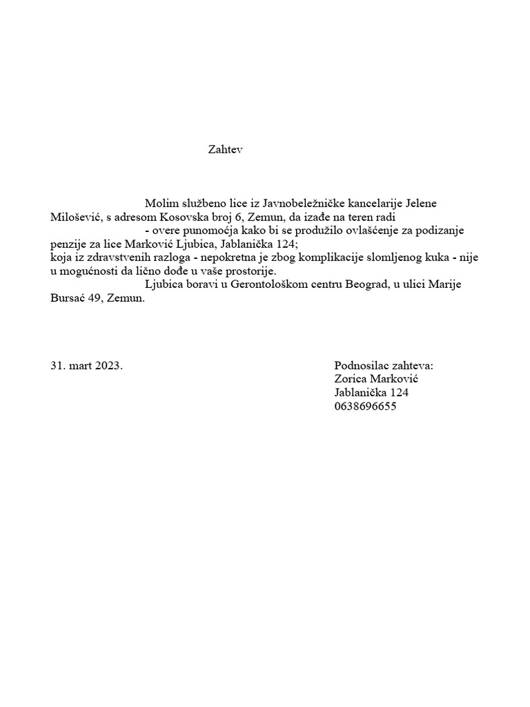 Zahtev Javni Beleznik | PDF