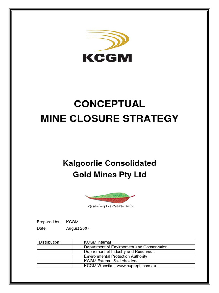 Conceptual Mine Closure Strategy 070822 | PDF | Mining