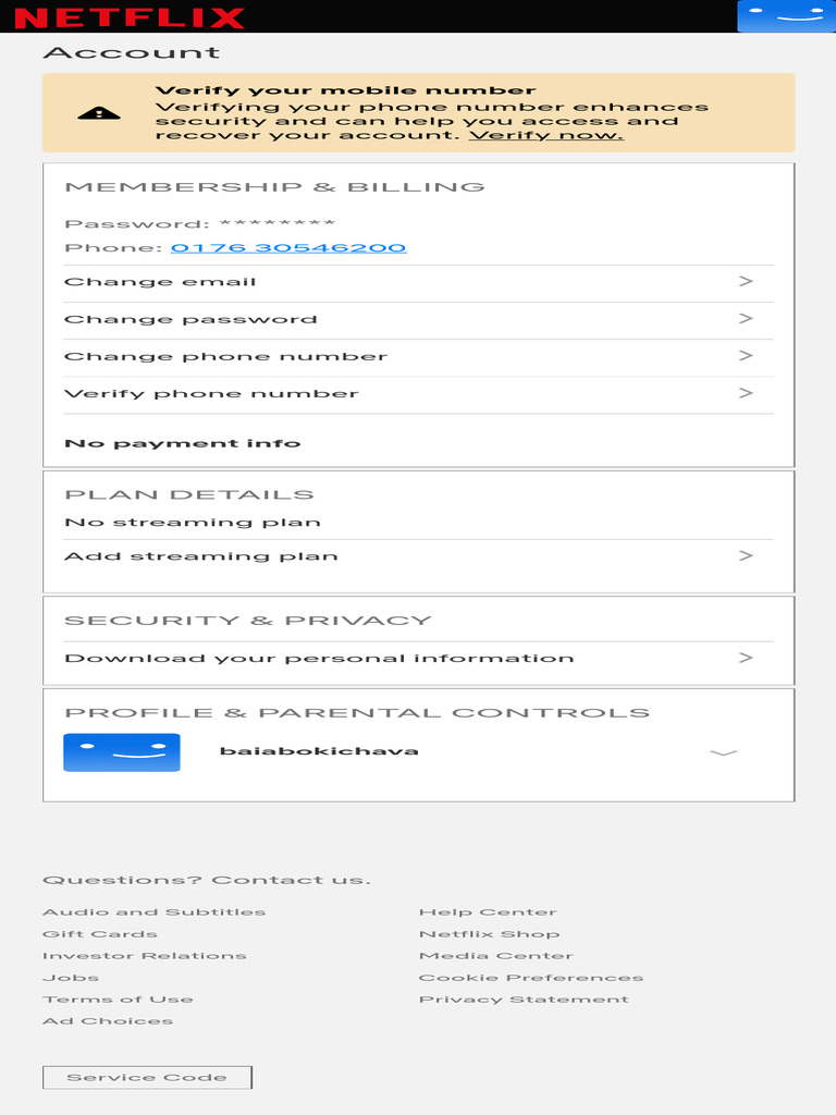 Account Settings - Netflix | PDF