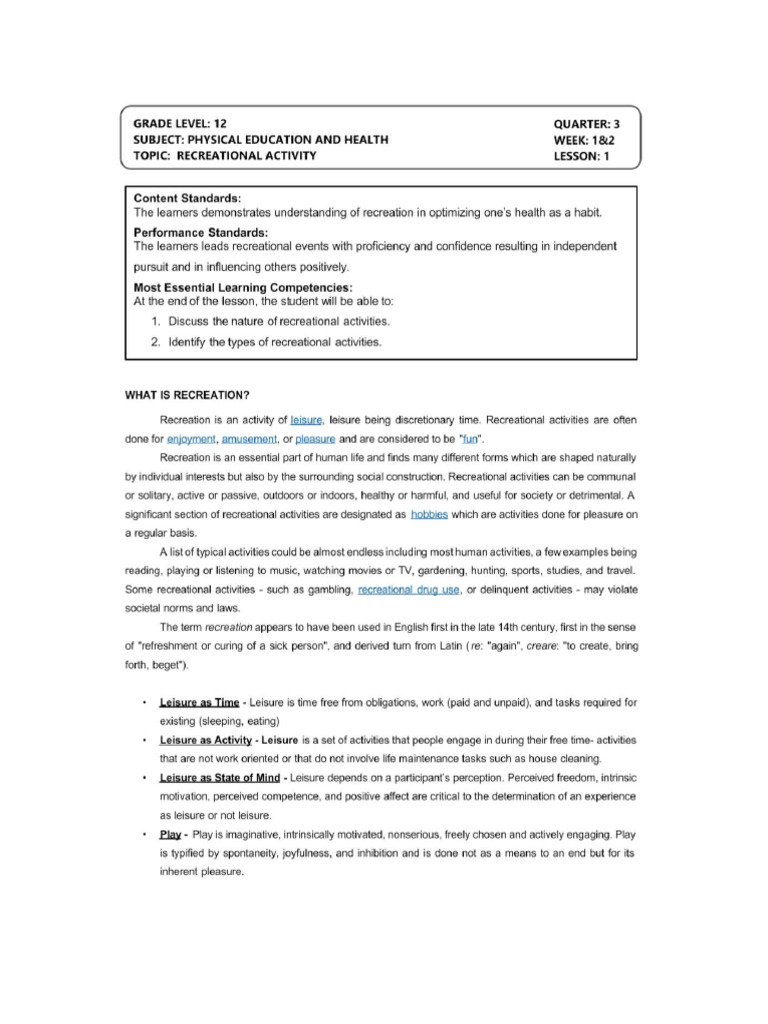 PE 12 Q3MODULE 1 Week 12 | PDF
