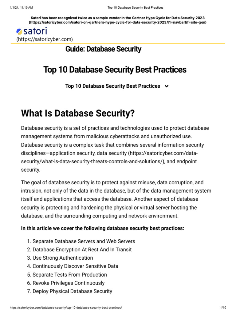 Top 10 Database Security Best Practices | PDF | Security | Computer Security