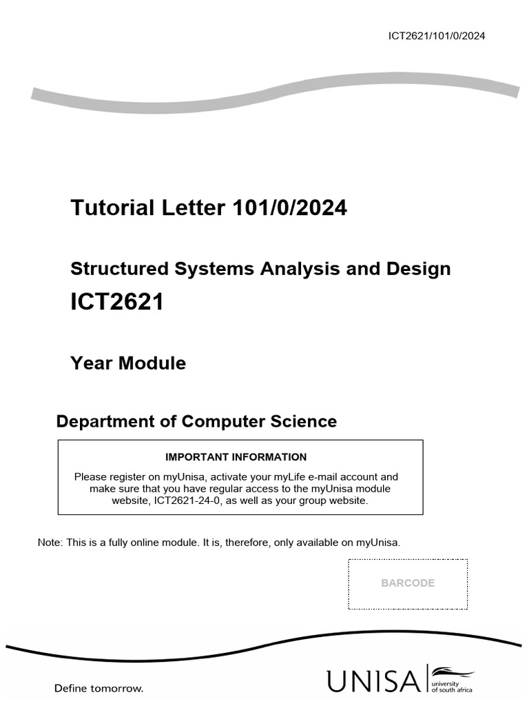 Tutorial Letter 101 - 2024 | PDF | Databases | Methodology