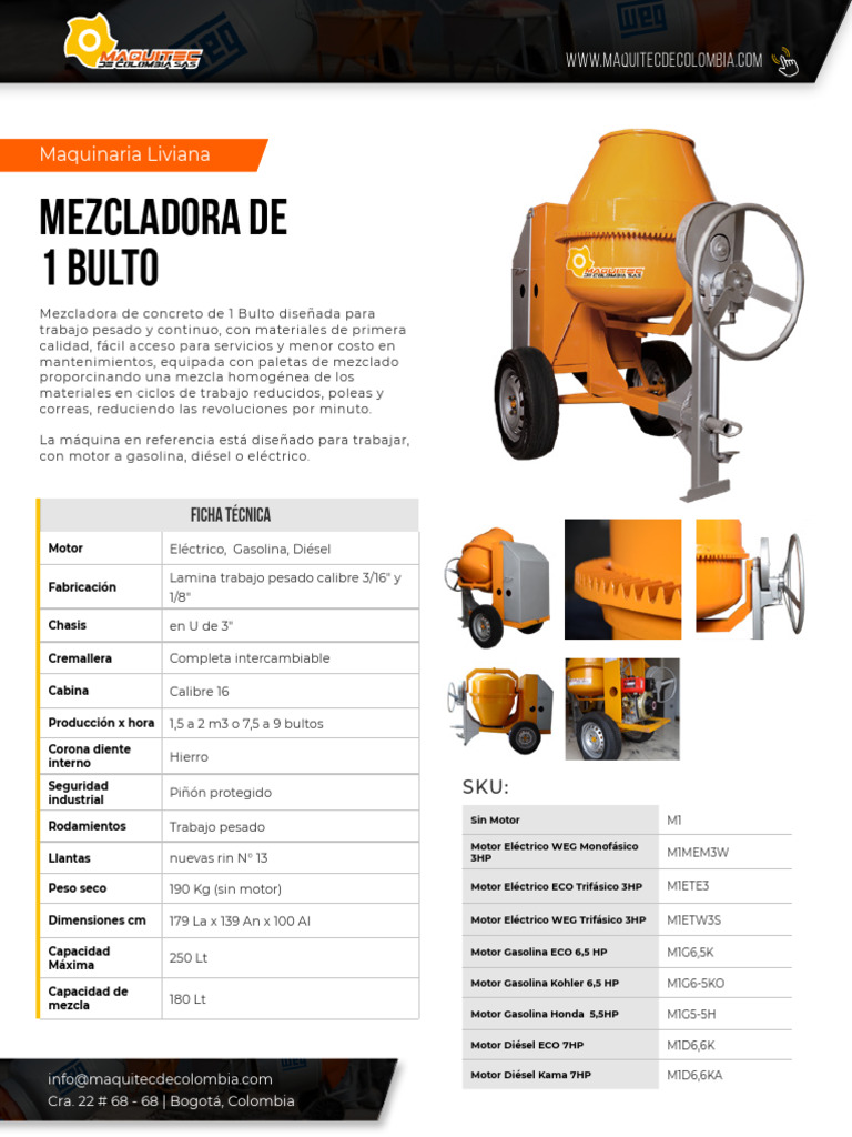 Ficha Tecnica Mezcladora | PDF