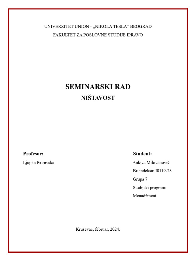 Seminarski Rad - Ništavost | PDF