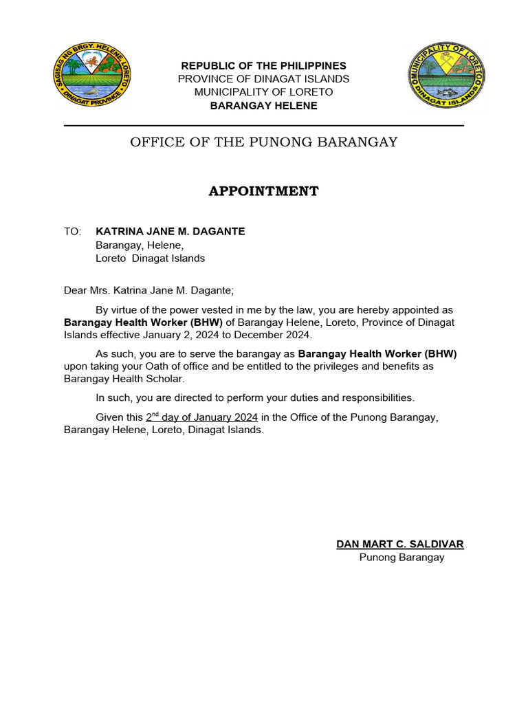 Appointment BHW | PDF | Philippines