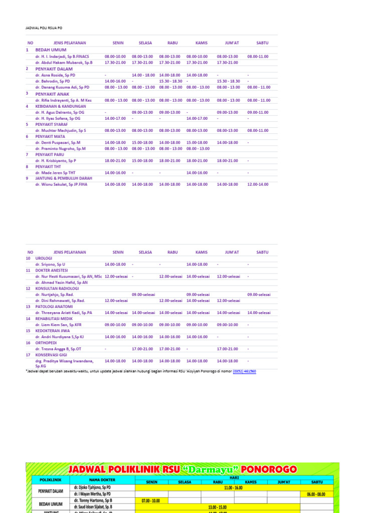 Jadwal Poli | PDF