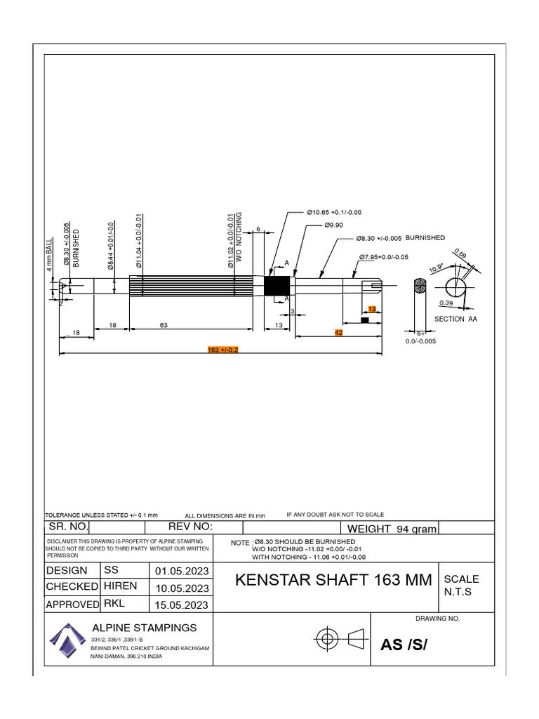 Kenstar Shaft 163mm-Draft | PDF