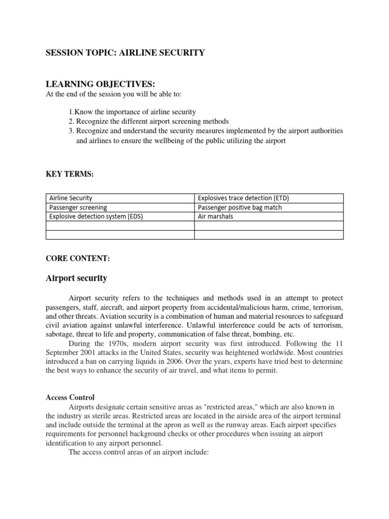 Chapter 7 Airline Security | PDF | Airport Security | Airport