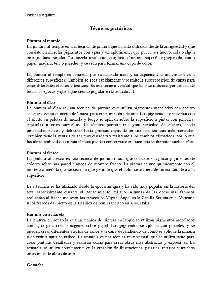 Técnicas Pictóricas | PDF | Pinturas | Pintura con acuarelas
