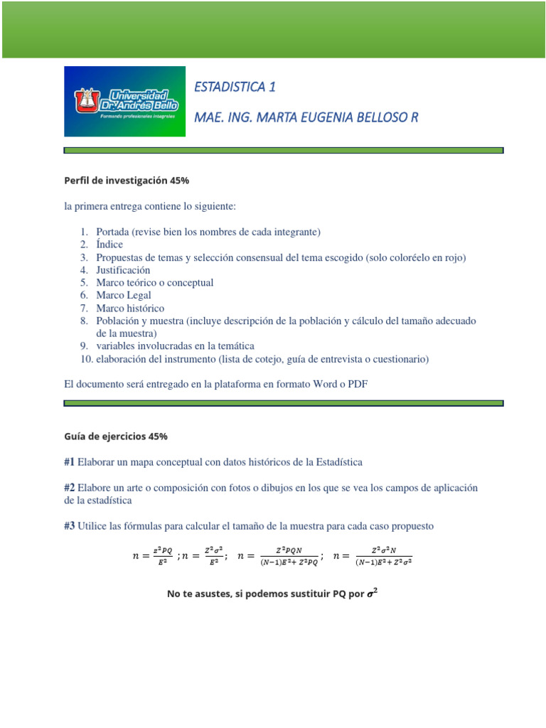 Asignacion de Tareas para Primer Laboratorio | PDF | Intervalo de confianza
