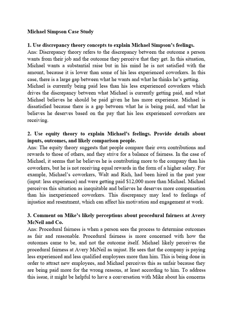 Michael Simpson Case Study | PDF | Job Satisfaction | Cognitive Science