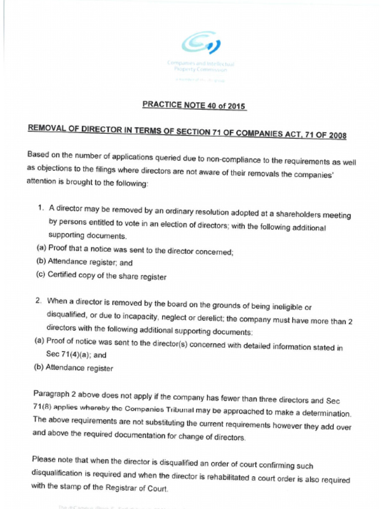 Removal of Directors July | PDF