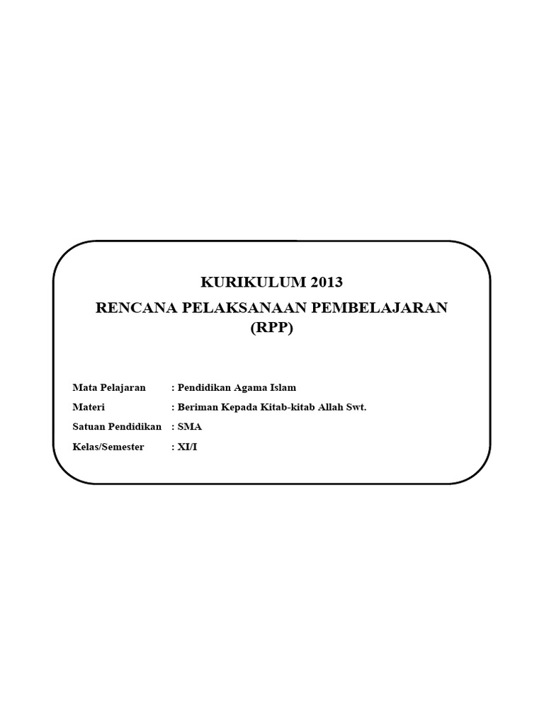 Contoh RPP PAI - SMA | PDF