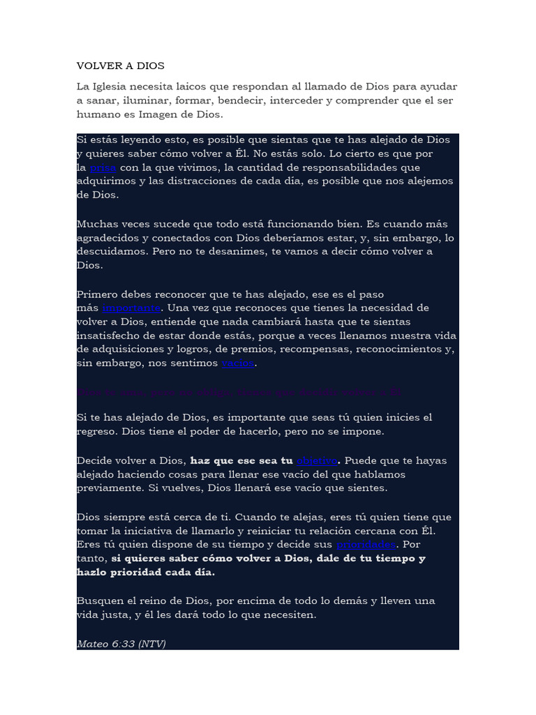Volver A Dios | PDF | Pecado | Oración