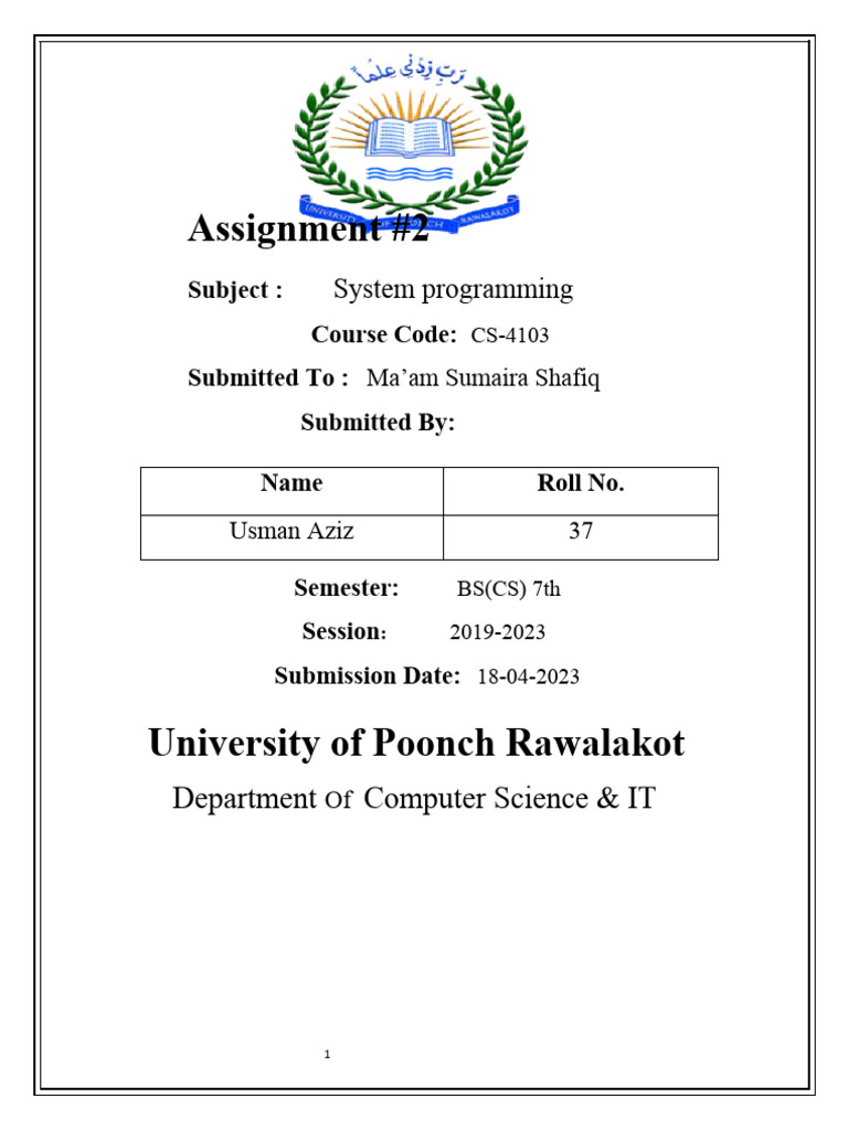 Roll No 37 - Assignment# | PDF | Assembly Language | Software