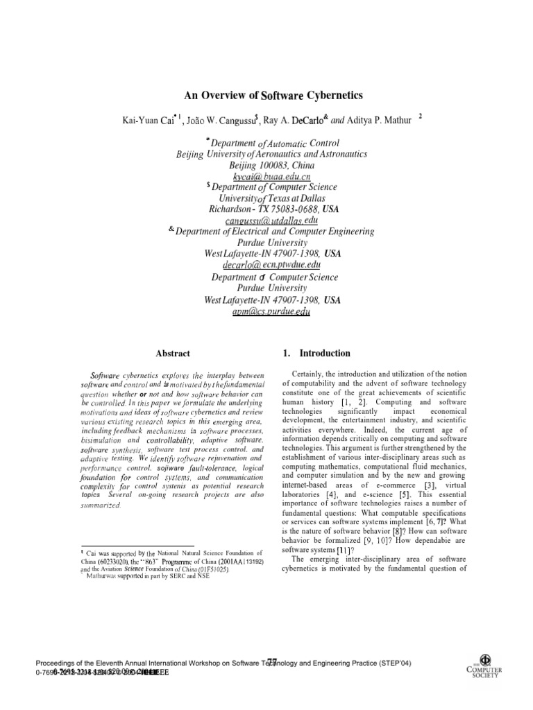 Definitions An-Overview-Of-Software-Cybernetics | PDF | Control Theory | System