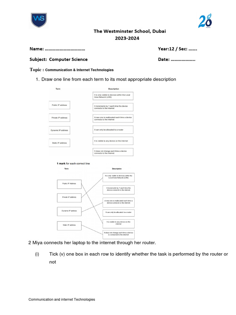 Chapter 2 Communication and Networking - Full Lesson Notes-YEAR 12 ... Chapter 2 Communication and Networking - Full Lesson Notes-YEAR 12 ...