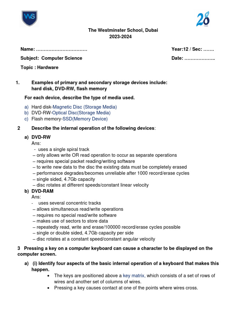 Computer Science Study Guide | PDF | Random Access Memory | Dynamic ...
