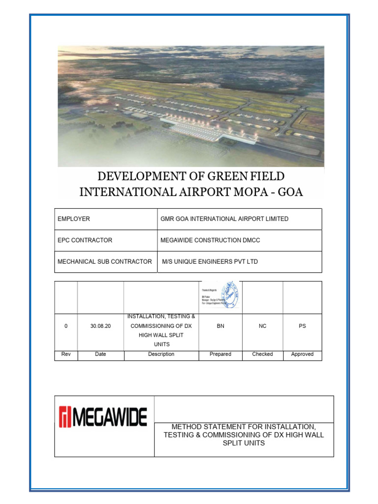 02 Method of Statment - DX High Wall Split Unit - PS | Download Free ...