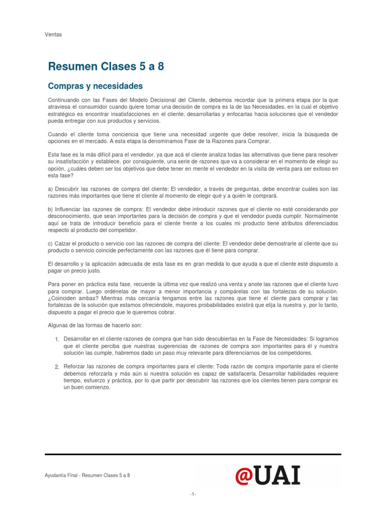 Resumen - Clases - 5 - A - 8 (2015 - 09 - 25 19 - 28 - 21 UTC) | PDF | Producto (Negocio) | Cliente