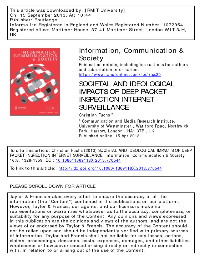 Fuchs C 2013 Societal And Ideological Impacts Of Deep Packet Inspection Internet
