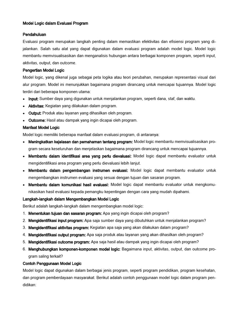 Model Logic Dalam Evaluasi Program | PDF