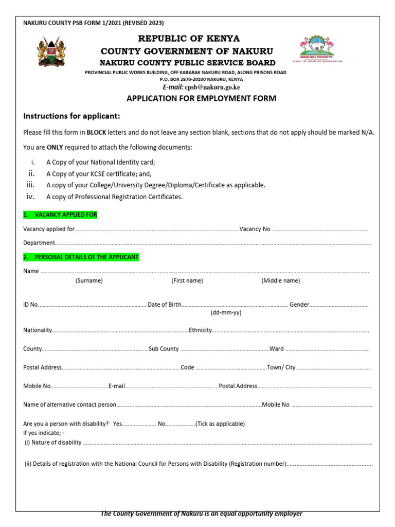 Employment Application Form | PDF | Diploma | Educational Stages