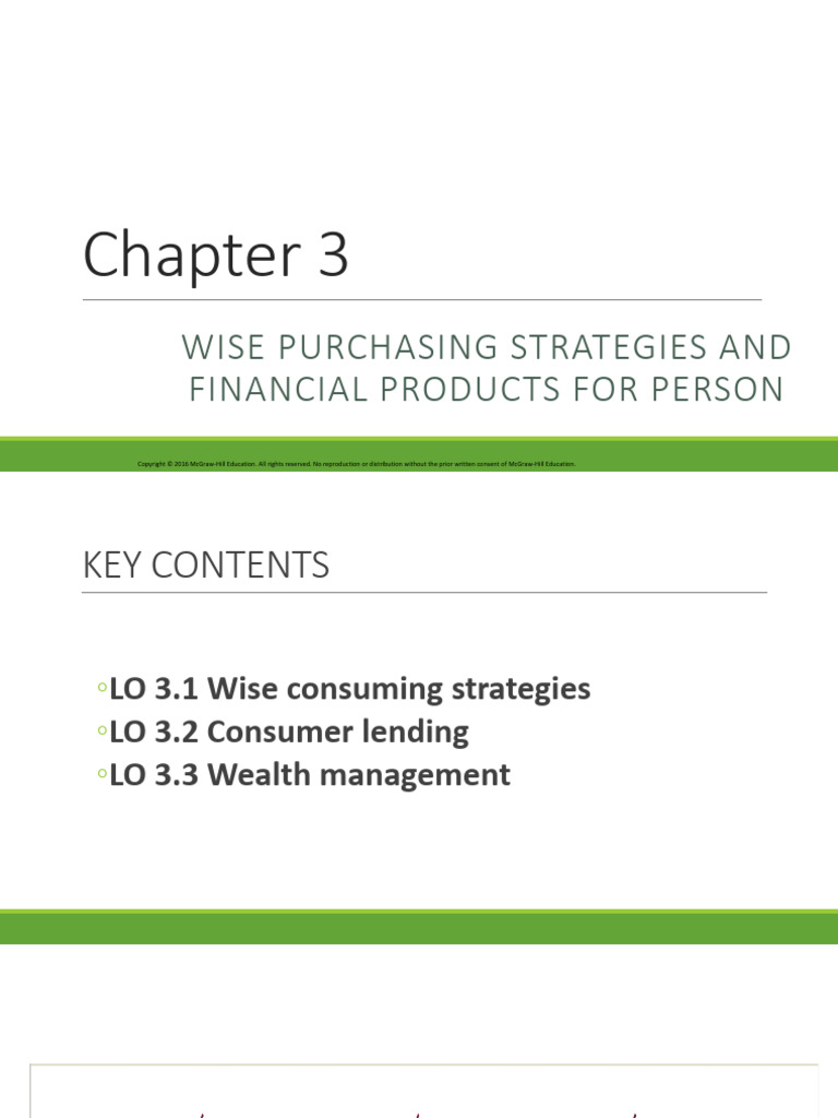 Chapter 3 Wise Purchasing Strategies and Financial Products For Person - Student | PDF ...