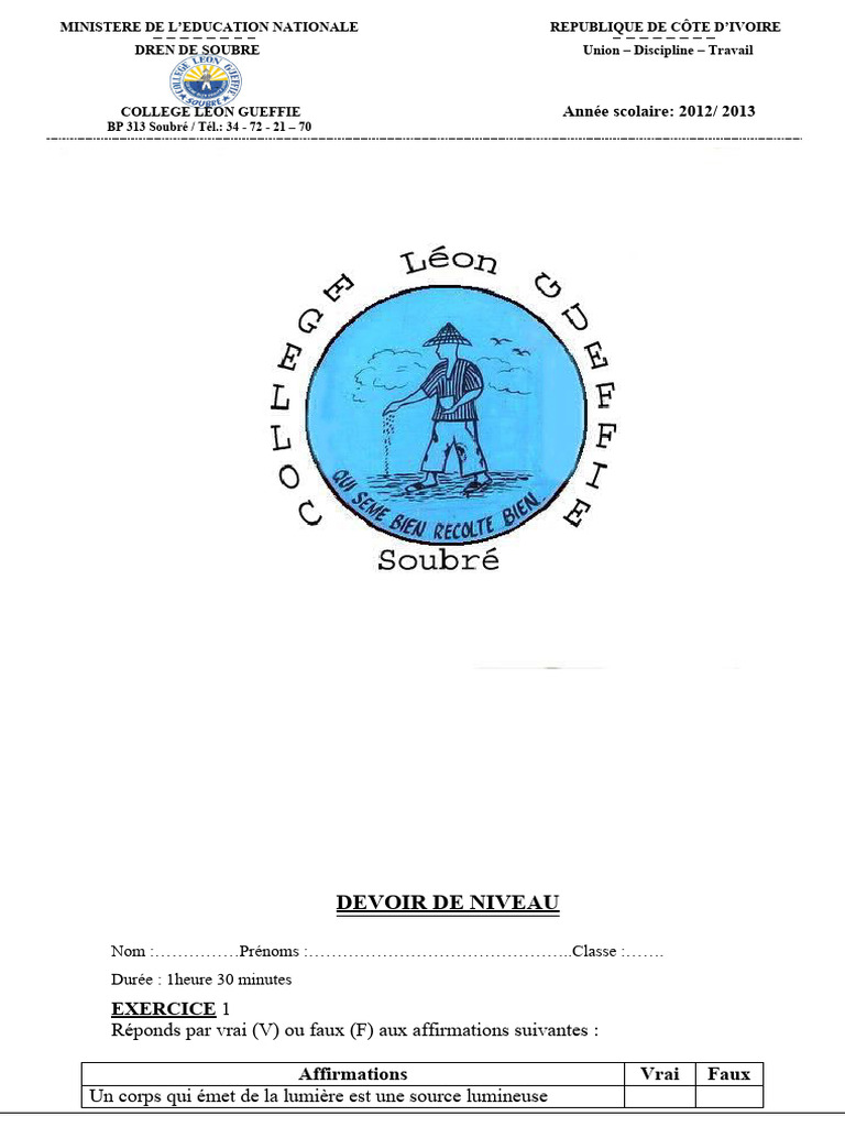 Devoir Surveillé Pdf