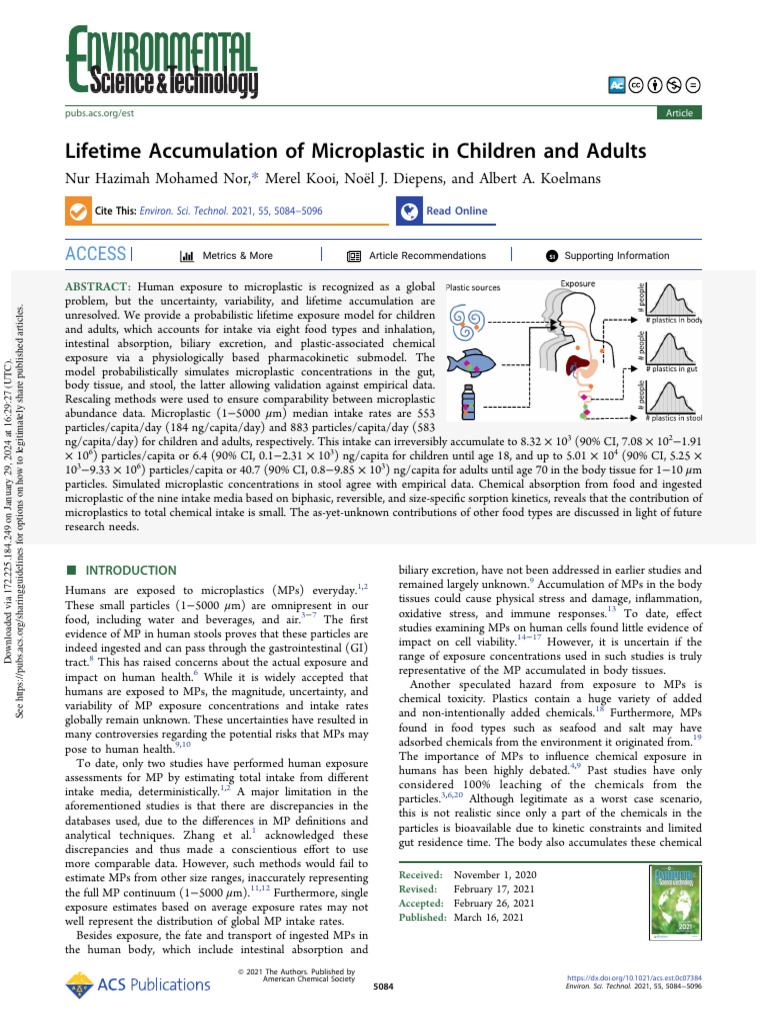 Mohamed Nor Et Al 2021 Lifetime Accumulation of Microplastic in ...