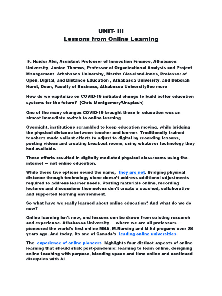Unit | PDF | Educational Technology | Distance Education