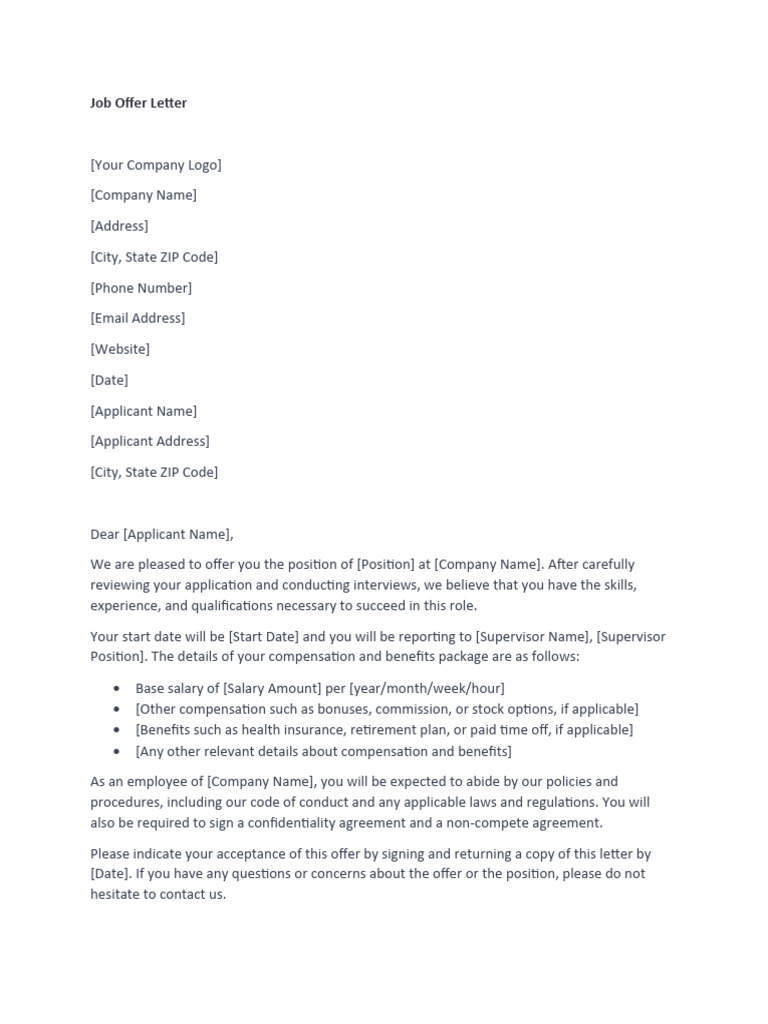 Job Offer Letter Template | PDF