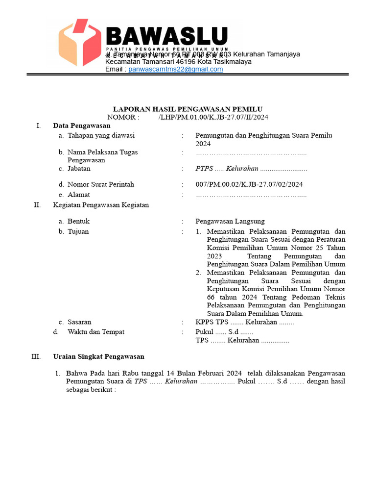 LHP Format Kosong Putung | PDF