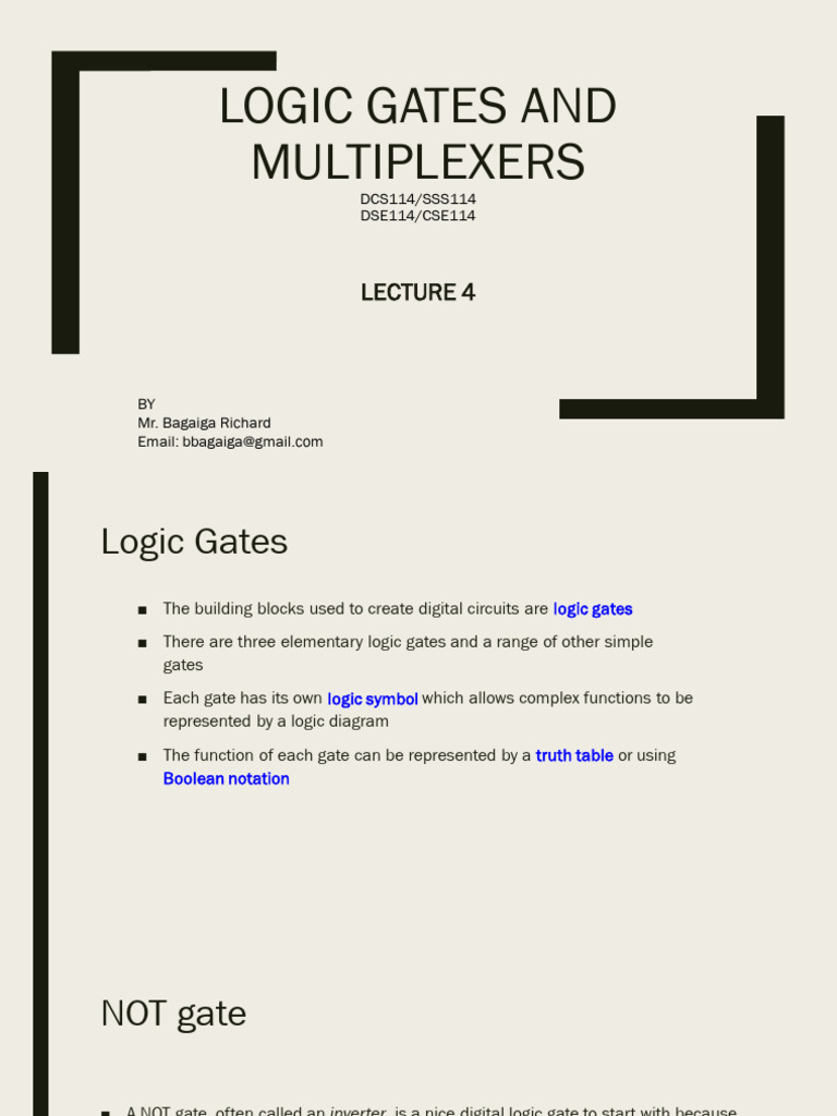 Lec 4 Logic Gates, MUX | PDF | Logic Gate | Electronic Engineering