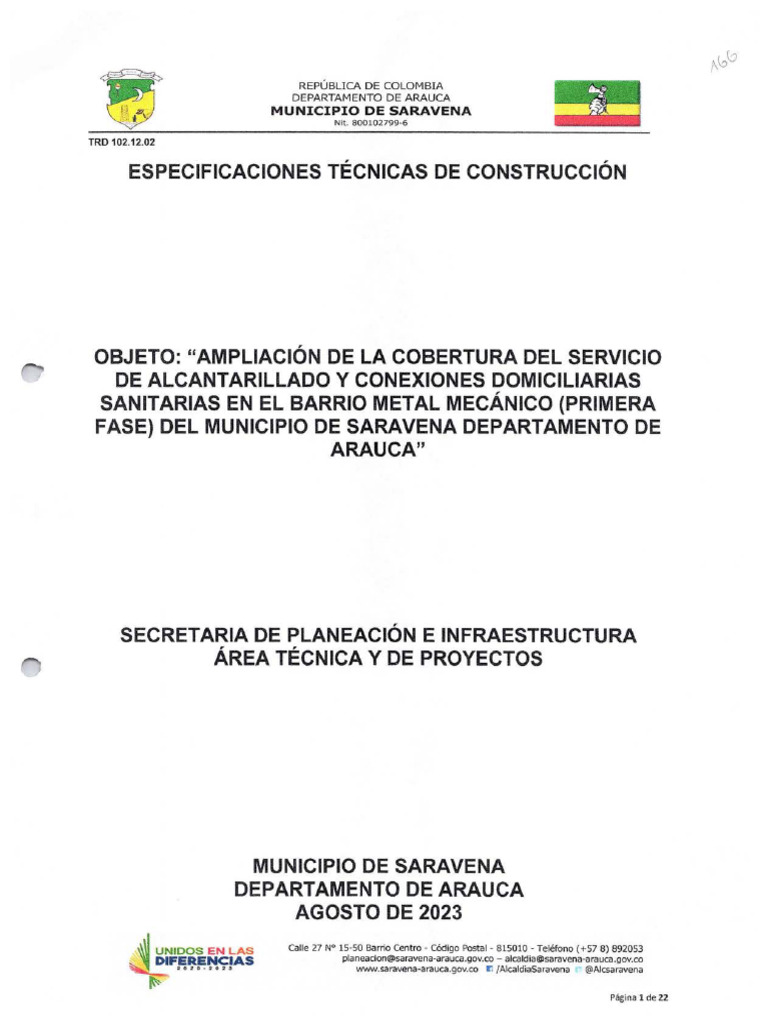 Especificaciones Tecnicas Construccion Alcantarillado | PDF | Alcantarillado | Topografía