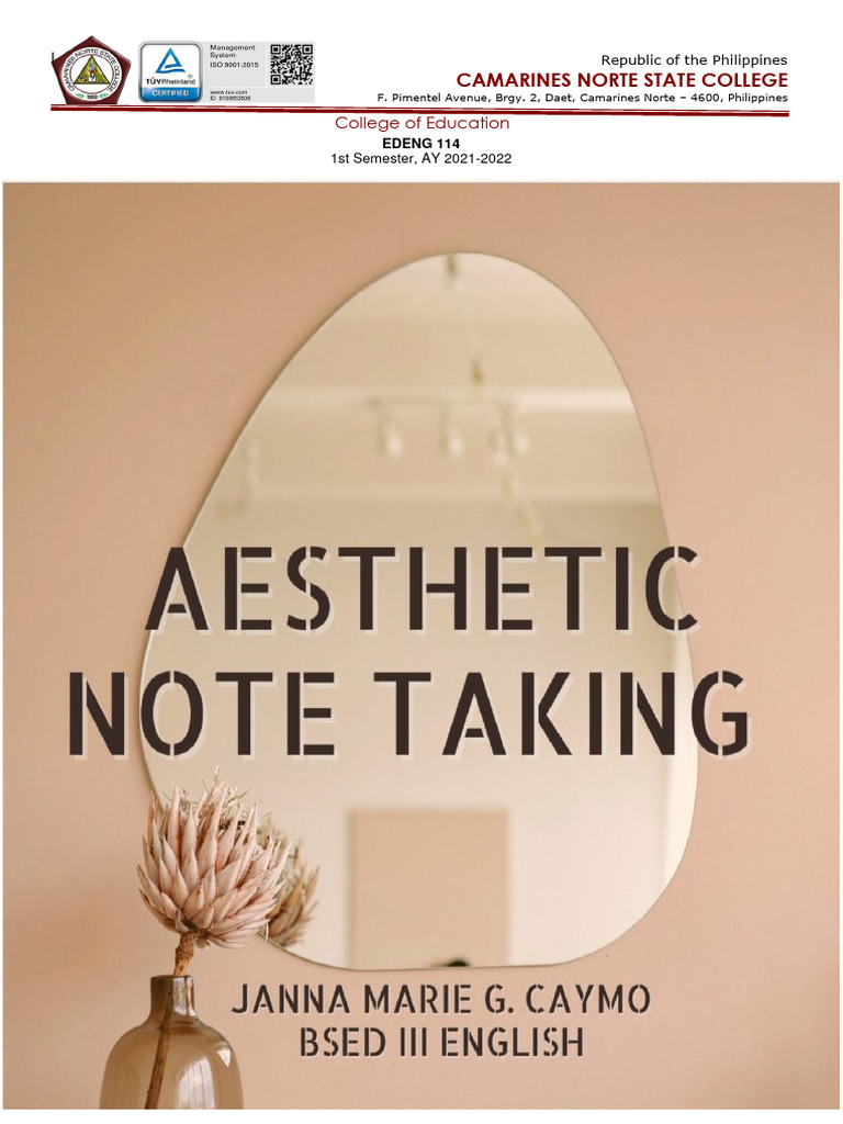 Aesthetic Note-Taking - Caymo, Janna Marie G. | PDF | Sports ...